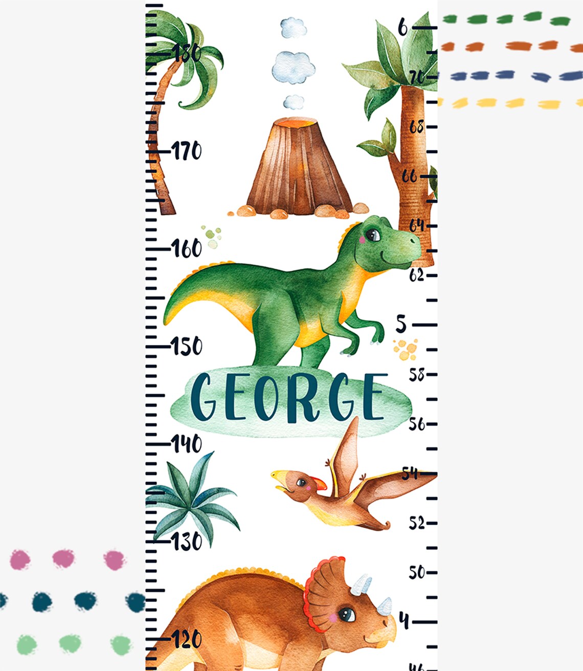 Personalized Dino Growth Chart: Watercolor Dinosaur Nursery Decor - Etsy