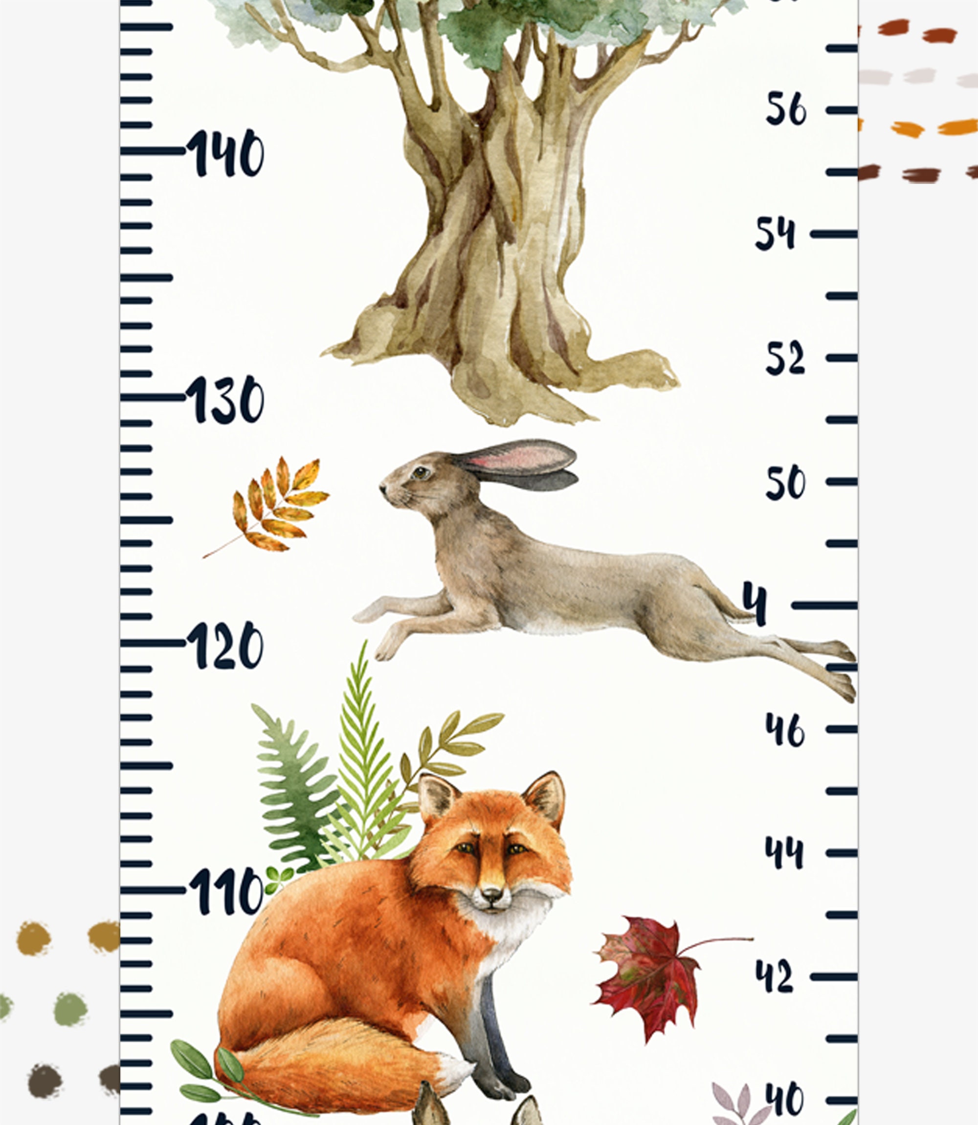 Woodland animals height chart Growth chart for kid Nursery | Etsy
