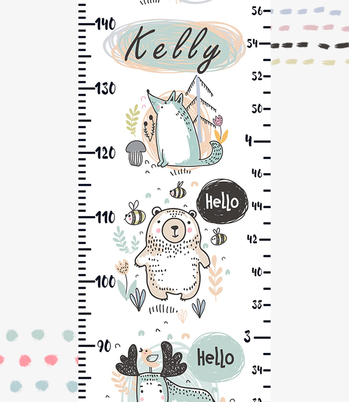 Woodland Animals Growth Chart Personalized Height Chart for - Etsy