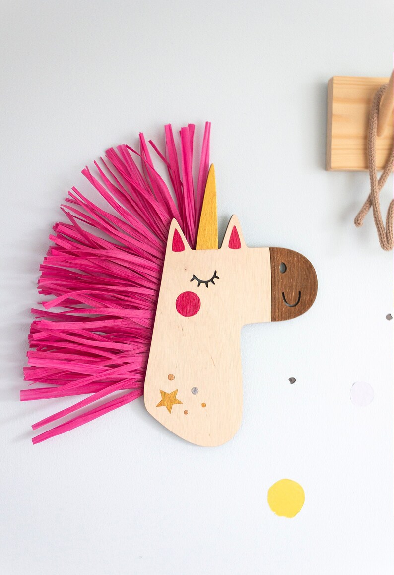 Unicorn Raffia Face Animal Head Wall Decor Room Wall Hanging - Etsy