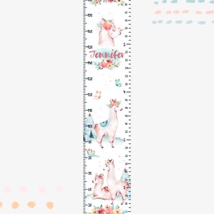 Llama Growth Chart, Height Chart for Kids Flowers, Llama Nursery Art ...