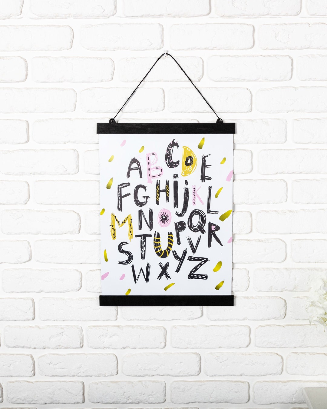 Alphabet Poster With Wooden Hanger: Kids Room ABC Wall Art - Etsy