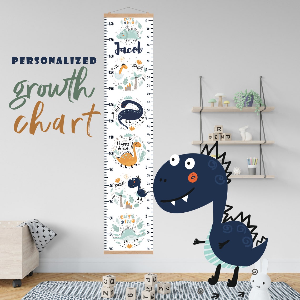 Personalised height chart Dino Growth chart ruler dinosaurs | Etsy