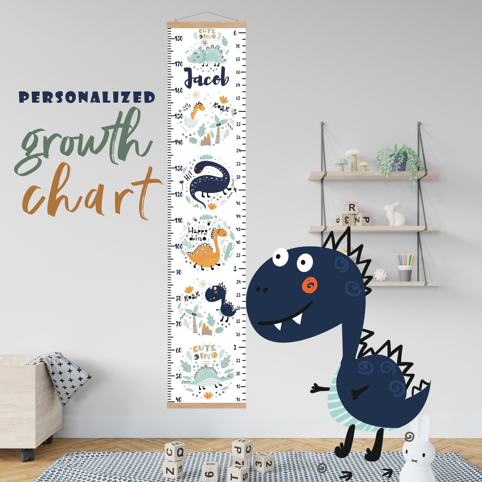 Personalised Height Chart Dino Growth Chart Ruler Dinosaurs | Etsy