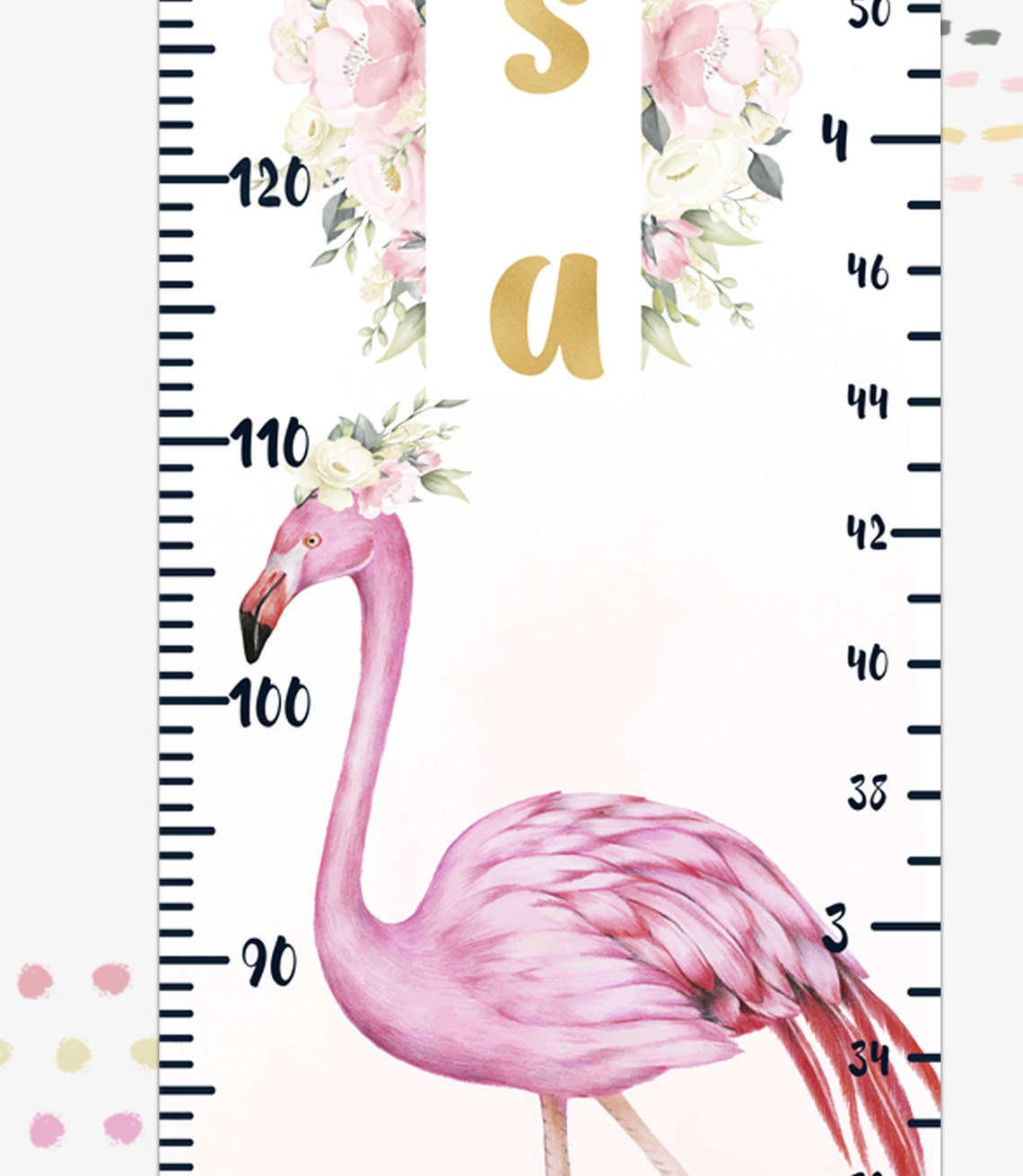 Flamingo Height Chart Personalized Growth Chart Flowers | Etsy