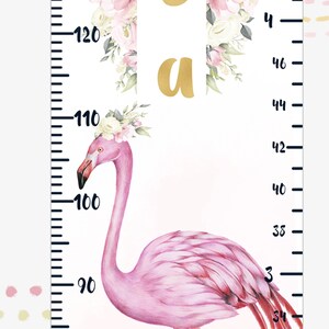 Flamingo Height Chart, Personalized Growth Chart Flowers, Girls Floral ...