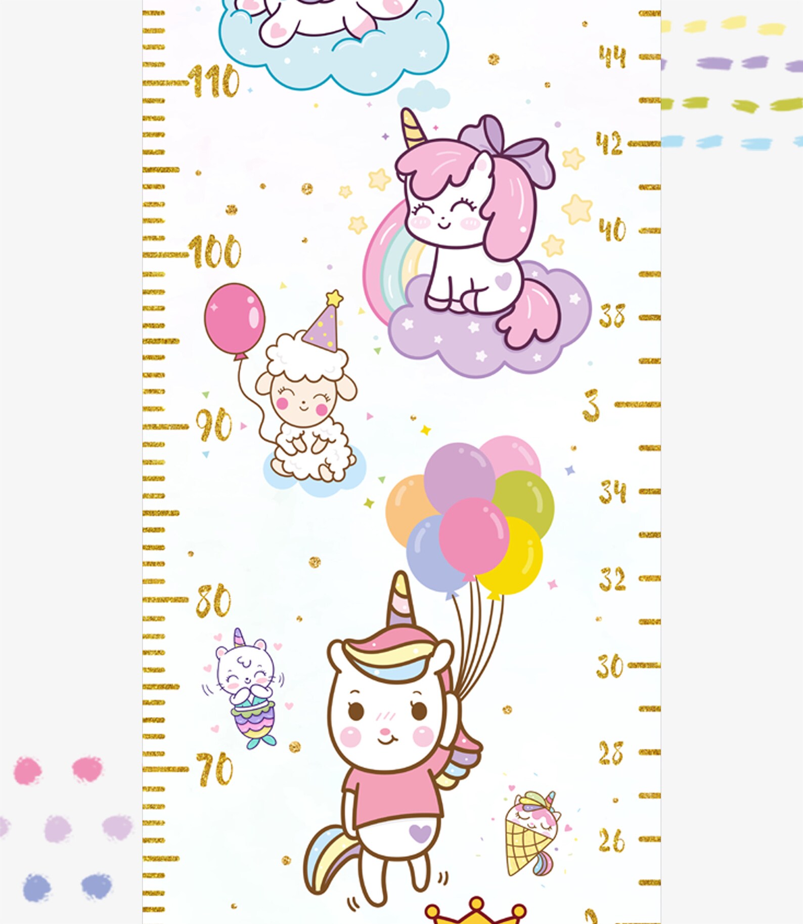 Personalized Growth Chart Girl Kawaii Height Chart Unicorn | Etsy