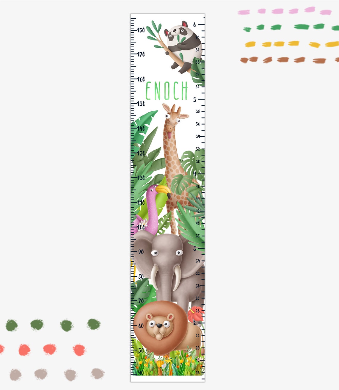 Tropical Growth Chart for Kids Zoo Height Chart Ruler for - Etsy