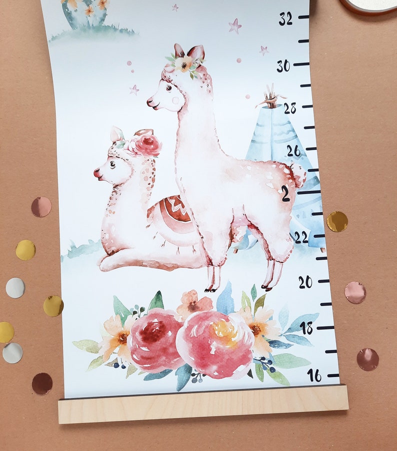 Llama Growth Chart Height Chart for Kids Flowers Llama | Etsy