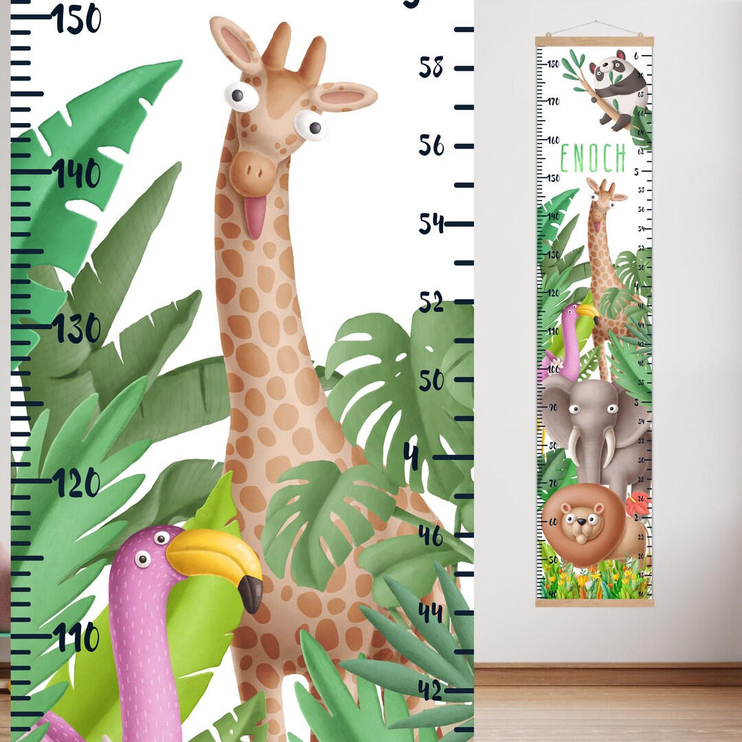 Tropical Growth Chart for Kids, Zoo Height Chart Ruler for Baby ...