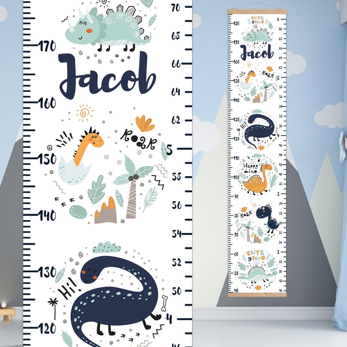 Personalised height chart Dino Growth chart ruler dinosaurs | Etsy