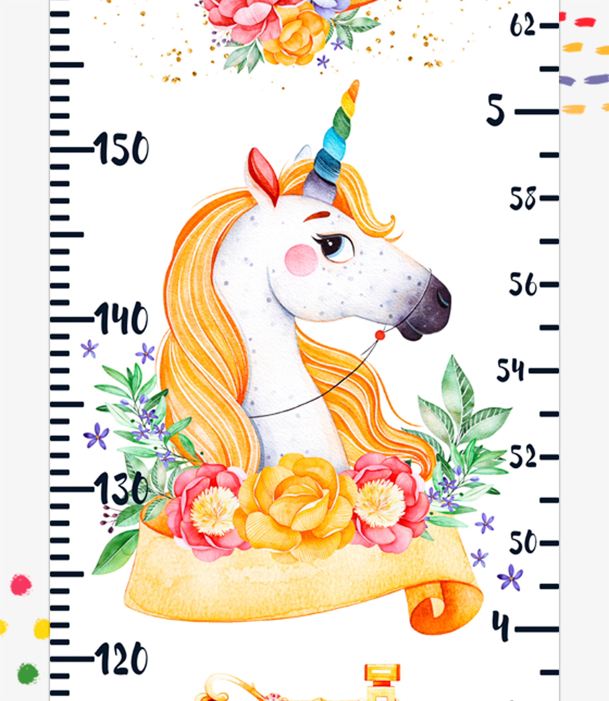 UNICORN growth chart Personalized height chart for girl | Etsy