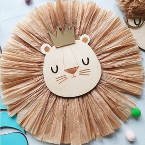 Lion Face Wall Hanging, Lama Bear Baby Animals, Safari Nursery Decor ...