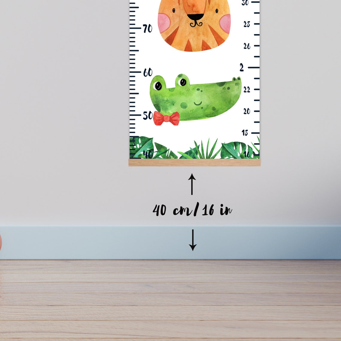 Growth chart animals Height chart for kids Watercolor nursery | Etsy