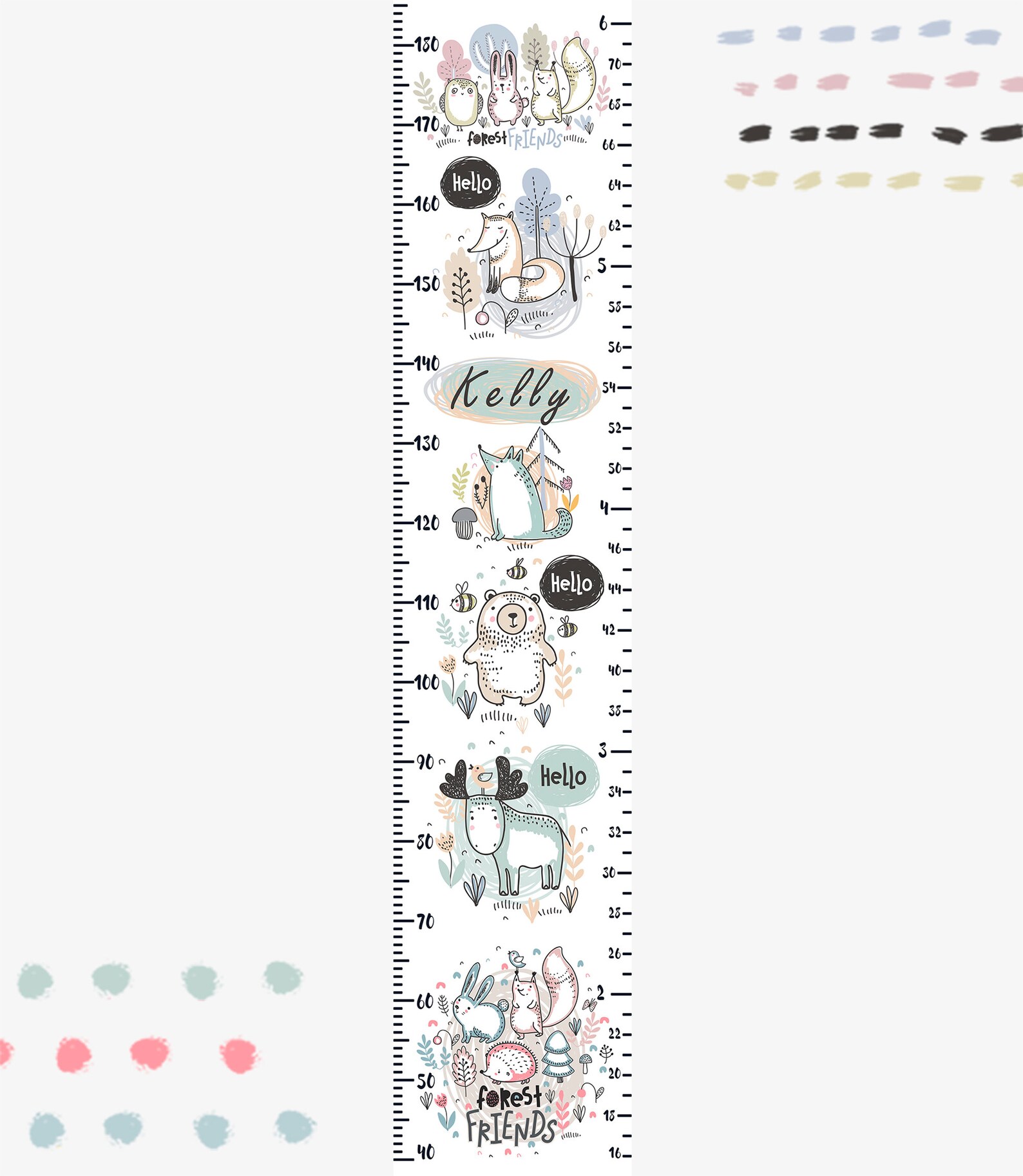 Woodland Animals Growth Chart Personalized Height Chart for - Etsy