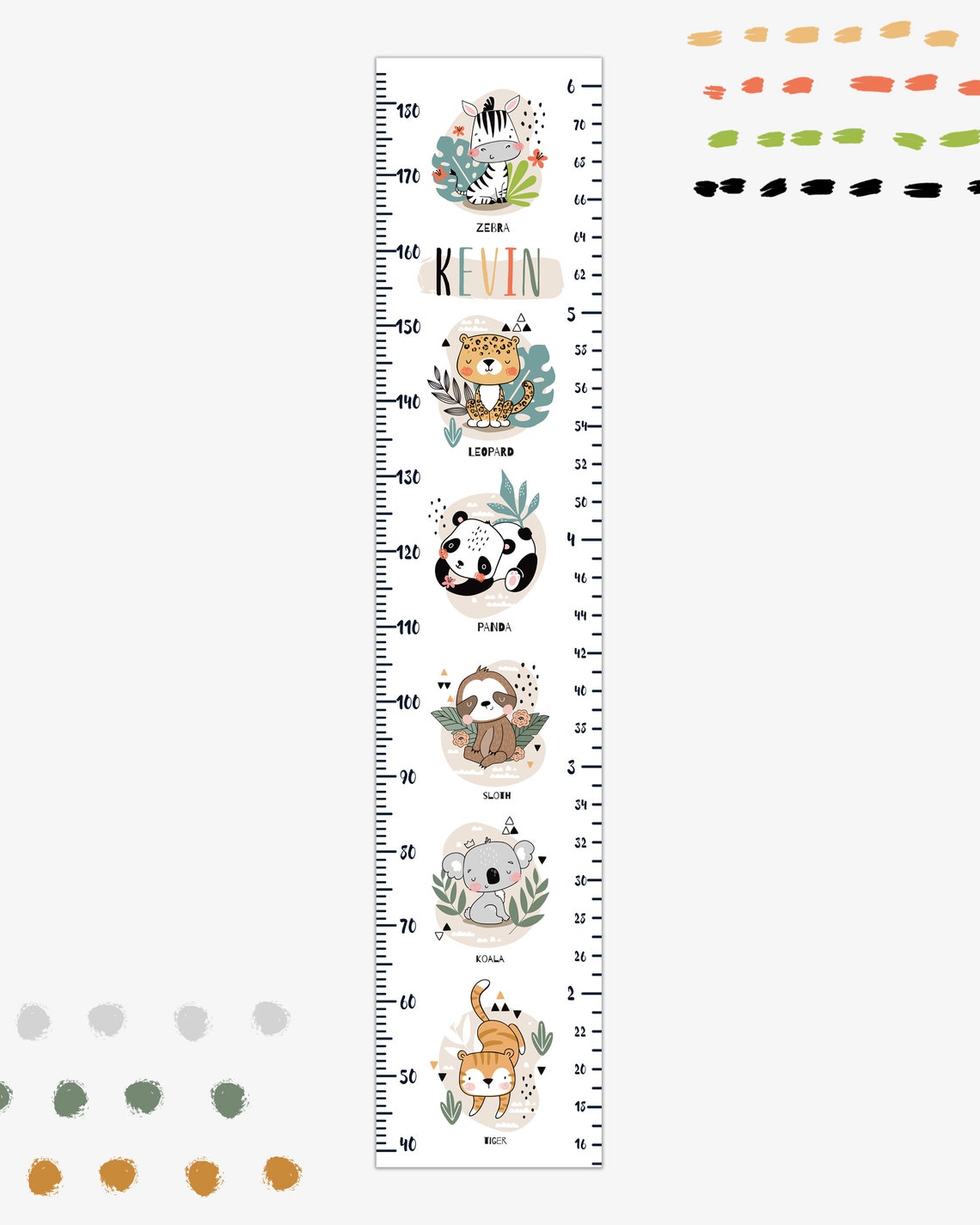 Growth Chart Animals Height Chart for Kids Zoo Growth Chart - Etsy