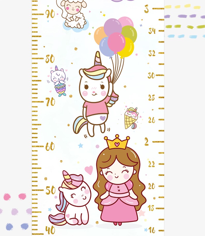 Personalized Growth Chart Girl Kawaii Height Chart Unicorn | Etsy