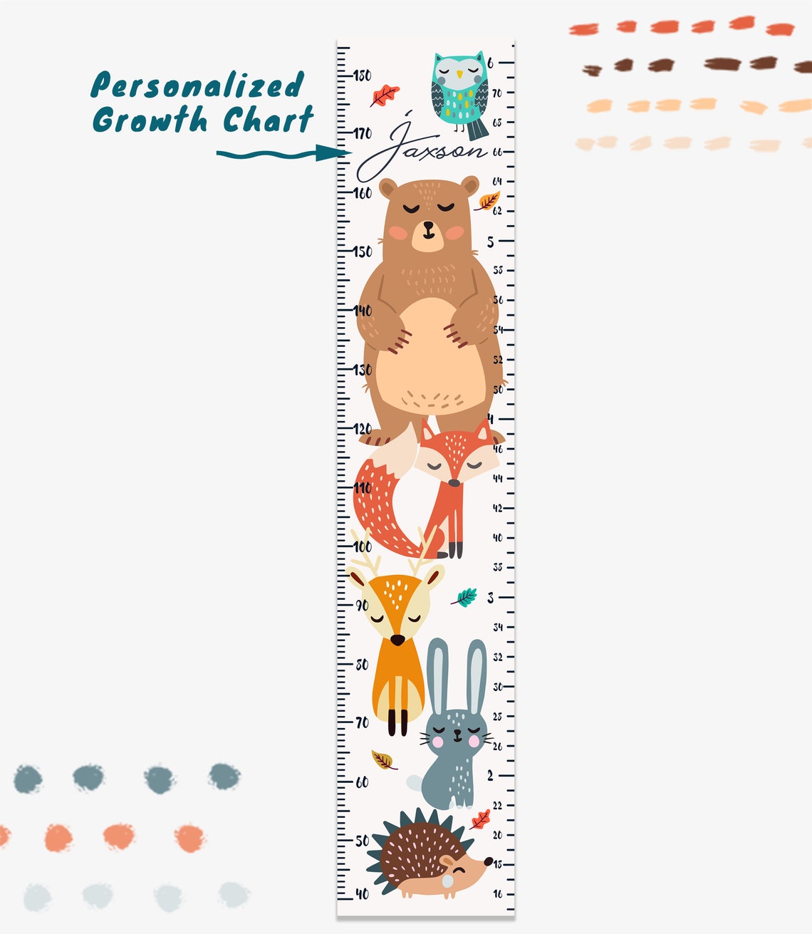 Woodland Animals Growth Chart Height Chart for Kids Forest | Etsy