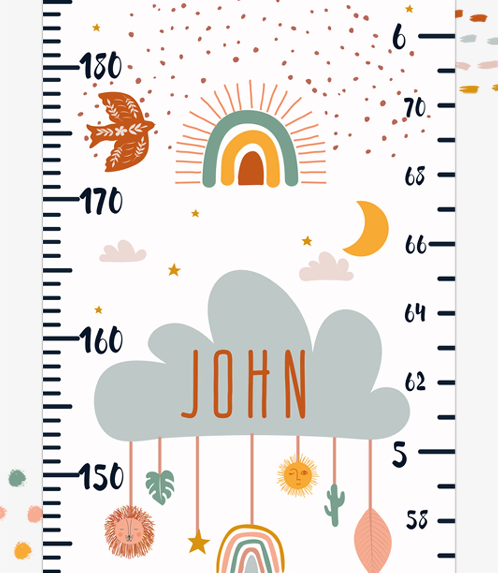 Height Chart for Kids Scandi Growth Chart Baby Animals Kids - Etsy