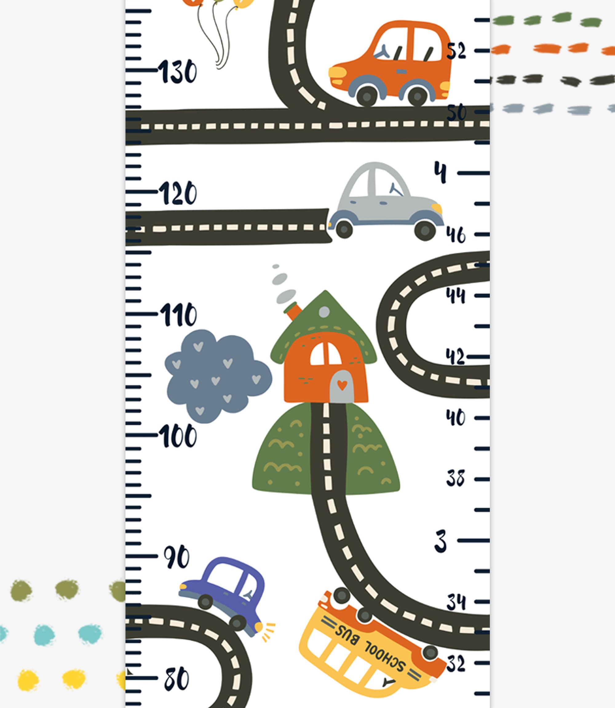 Road growth chart Personalized height chart for boy Cars | Etsy