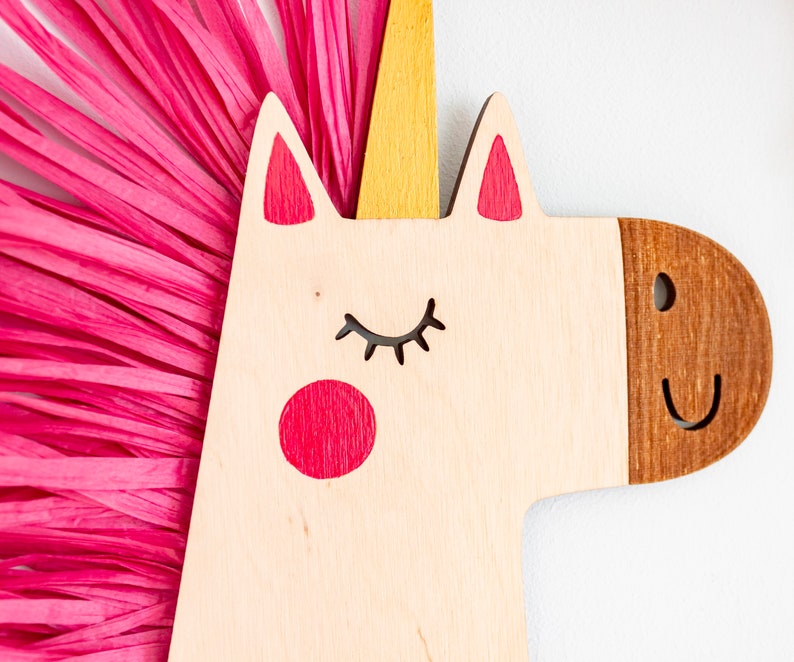 Unicorn Raffia Face Animal Head Wall Decor Room Wall Hanging | Etsy