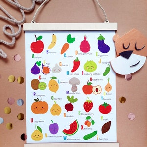 Vegetable Alphabet Poster ABC Wall Art Alphabet Print Nursery Decor ...
