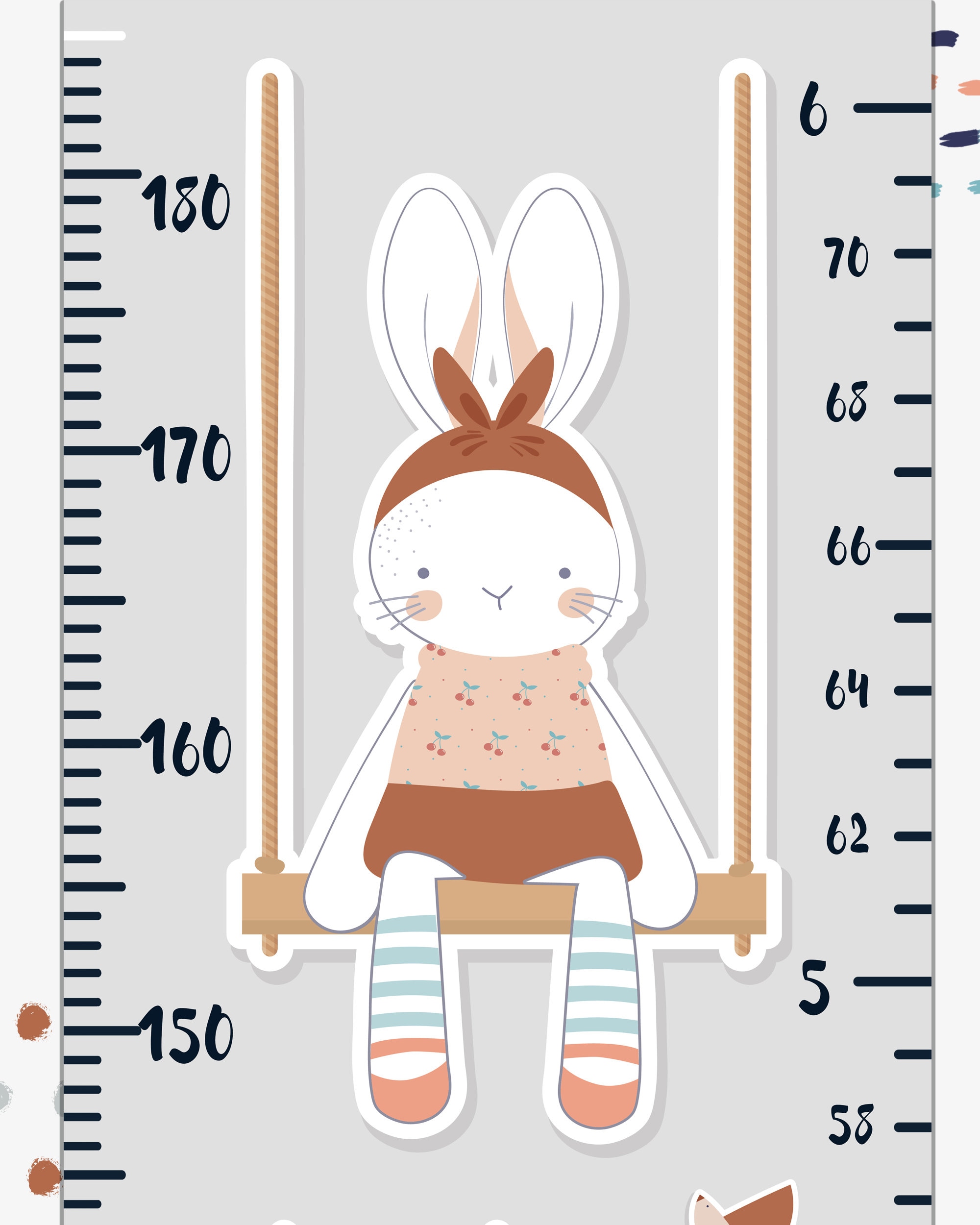 Personalized height chart for girl Growth Chart Scandi Vinyl | Etsy