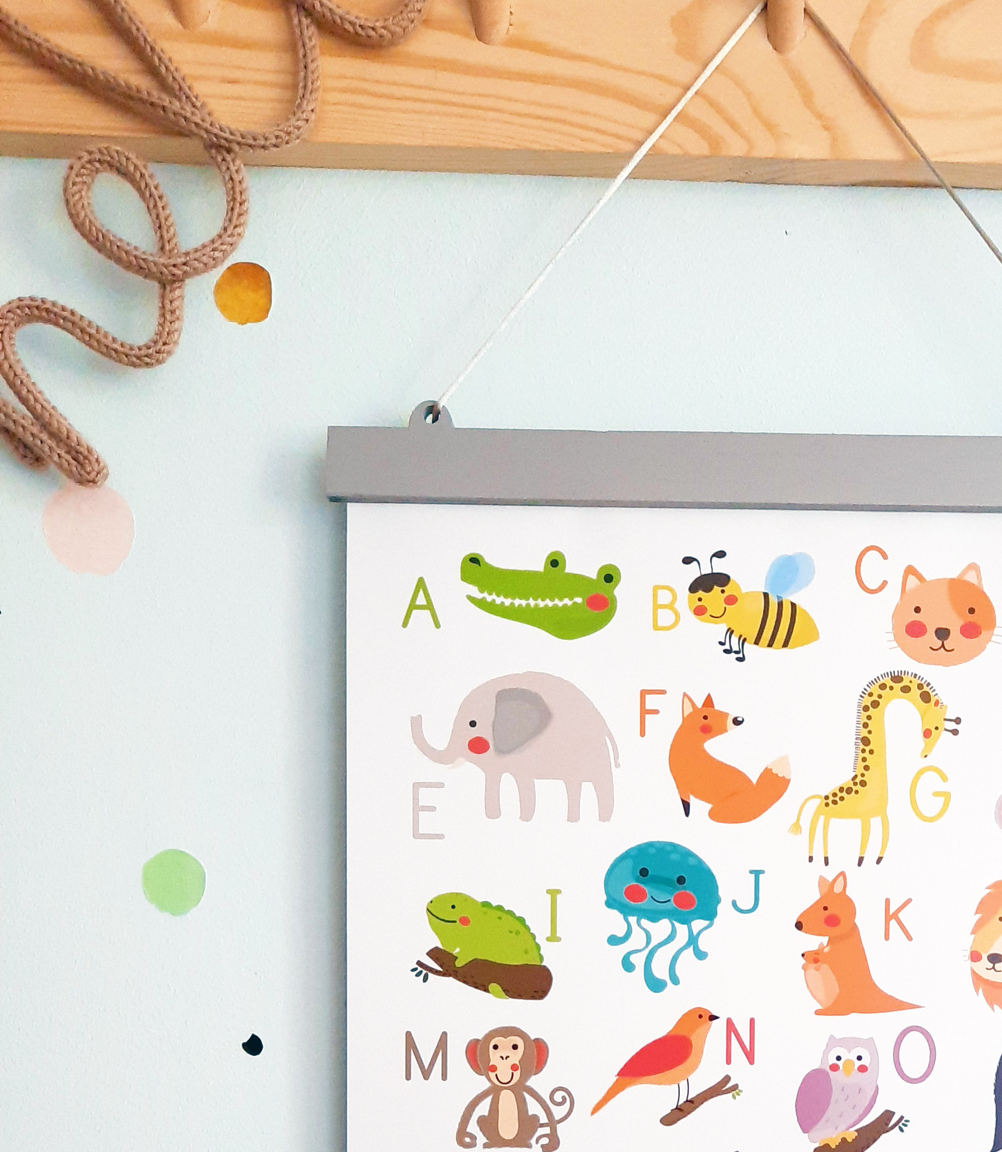 Animal Alphabet Poster: ABC Nursery Wall Art With Wooden Hanger - Etsy