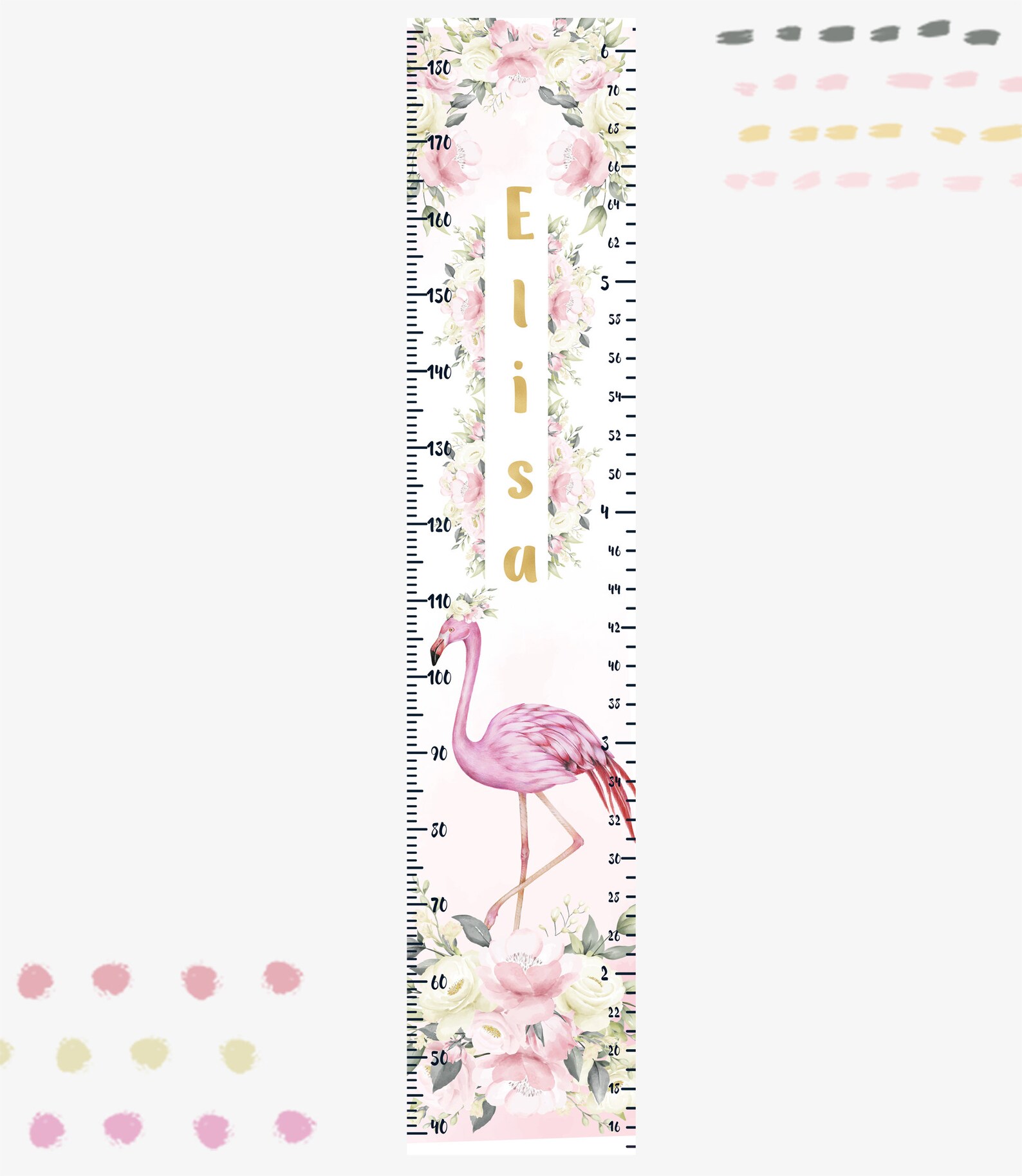 Flamingo Height Chart Personalized Growth Chart Flowers | Etsy