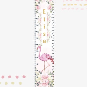 Flamingo Height Chart, Personalized Growth Chart Flowers, Girls Floral ...