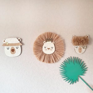 Lion Face Wall Hanging, Lama Bear Baby Animals, Safari Nursery Decor ...