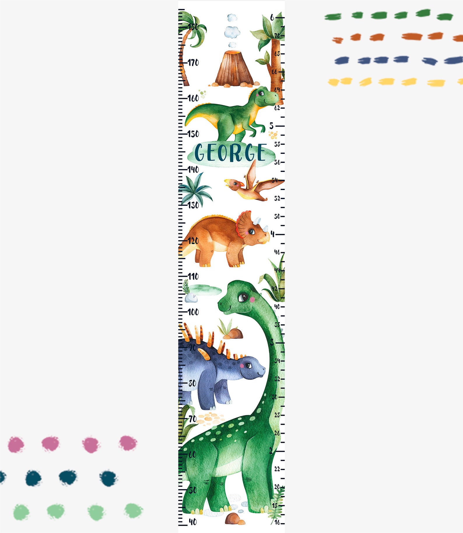 Personalised Growth Chart Dino Height Chart Dinosaur Nursery - Etsy