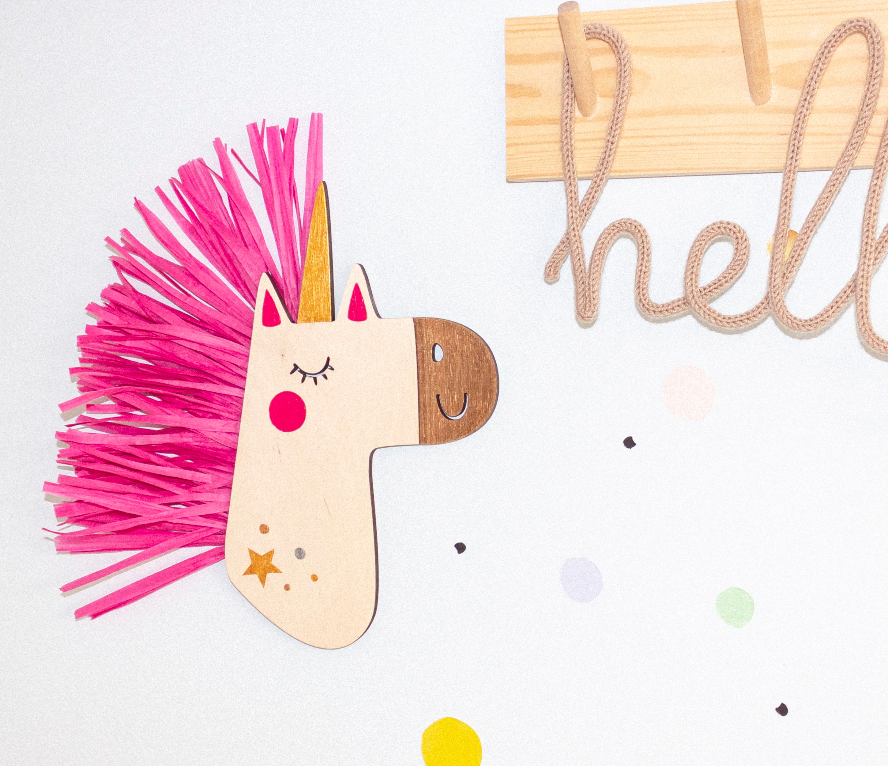 Unicorn raffia face Animal head wall decor Room wall | Etsy