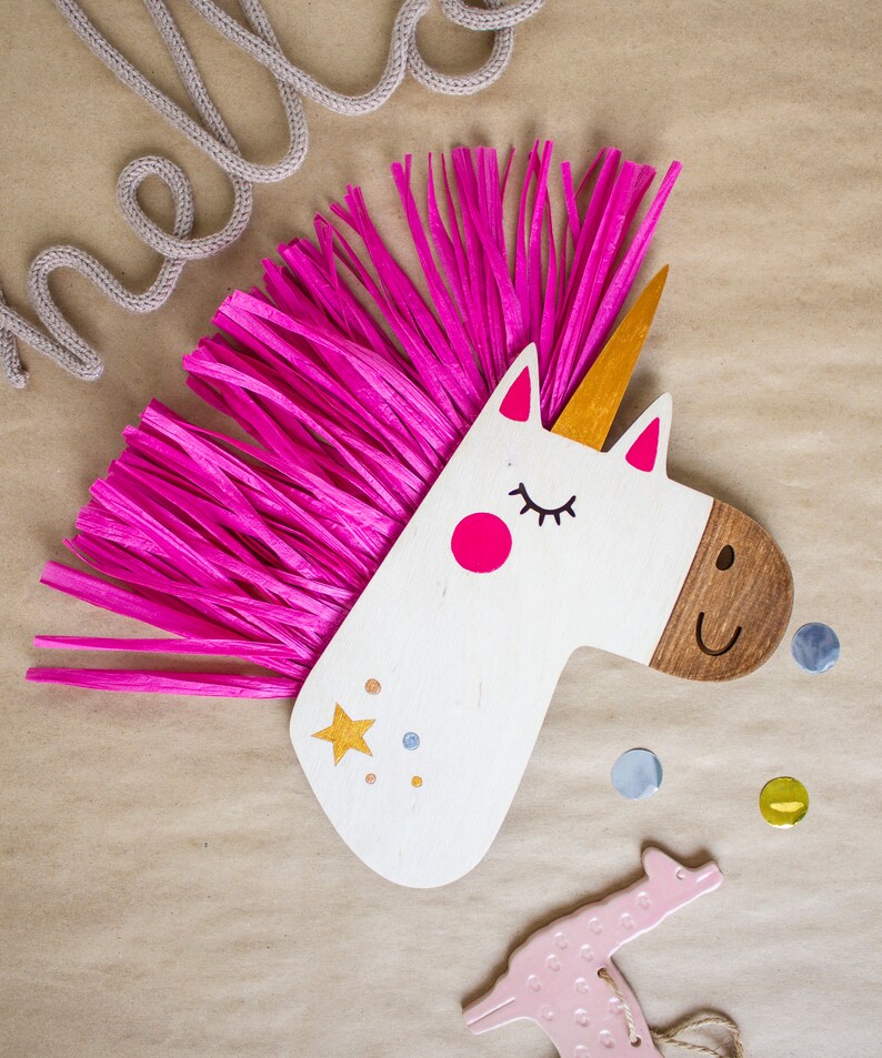 Unicorn Raffia Face Animal Head Wall Decor Room Wall Hanging - Etsy