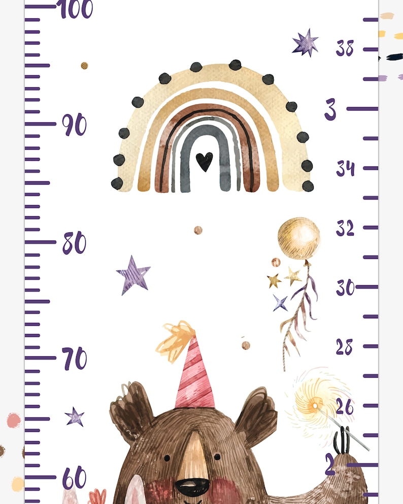 Rainbow Height Chart for Kids Growth Chart Ruler - Etsy
