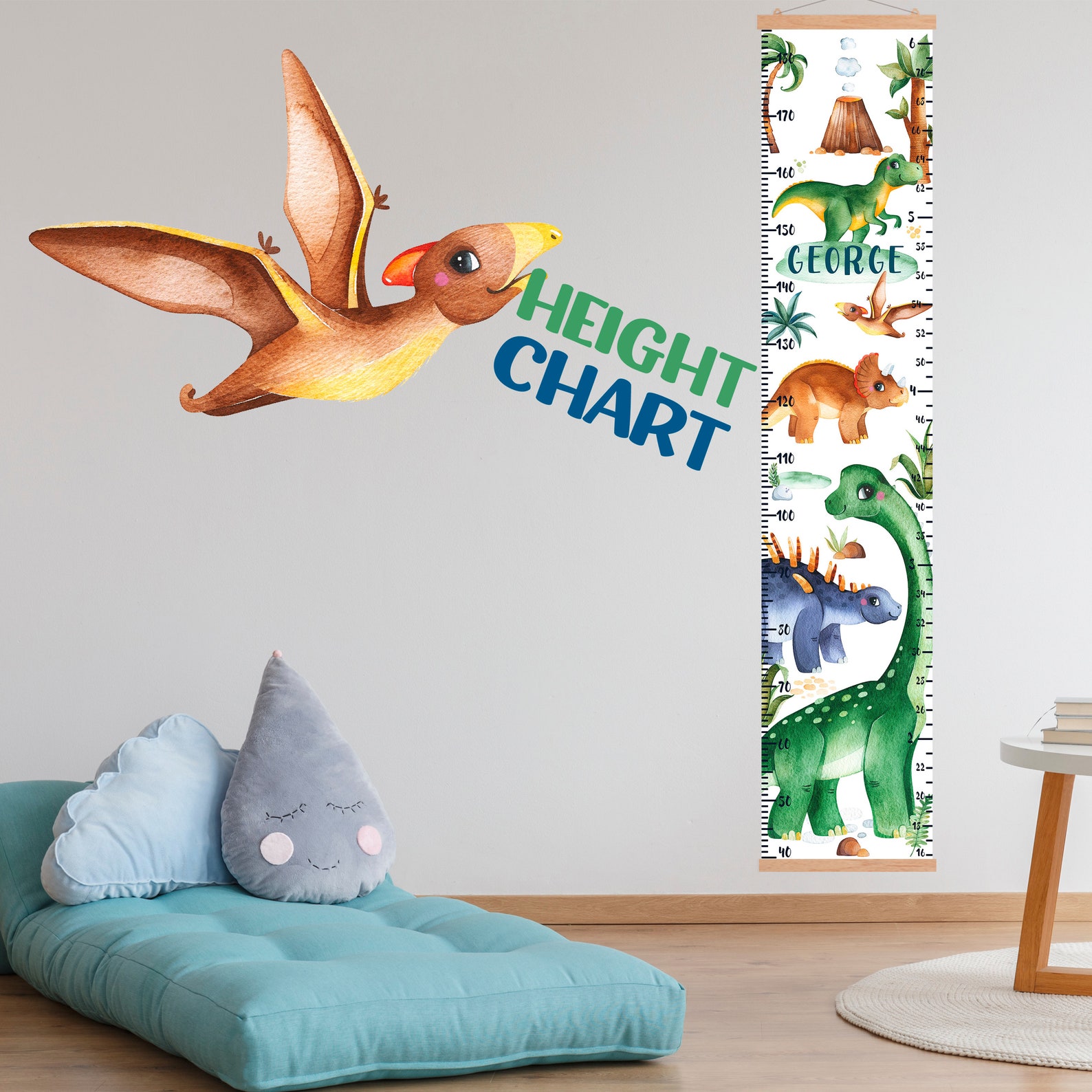 Personalized Dino Growth Chart: Watercolor Dinosaur Nursery Decor - Etsy