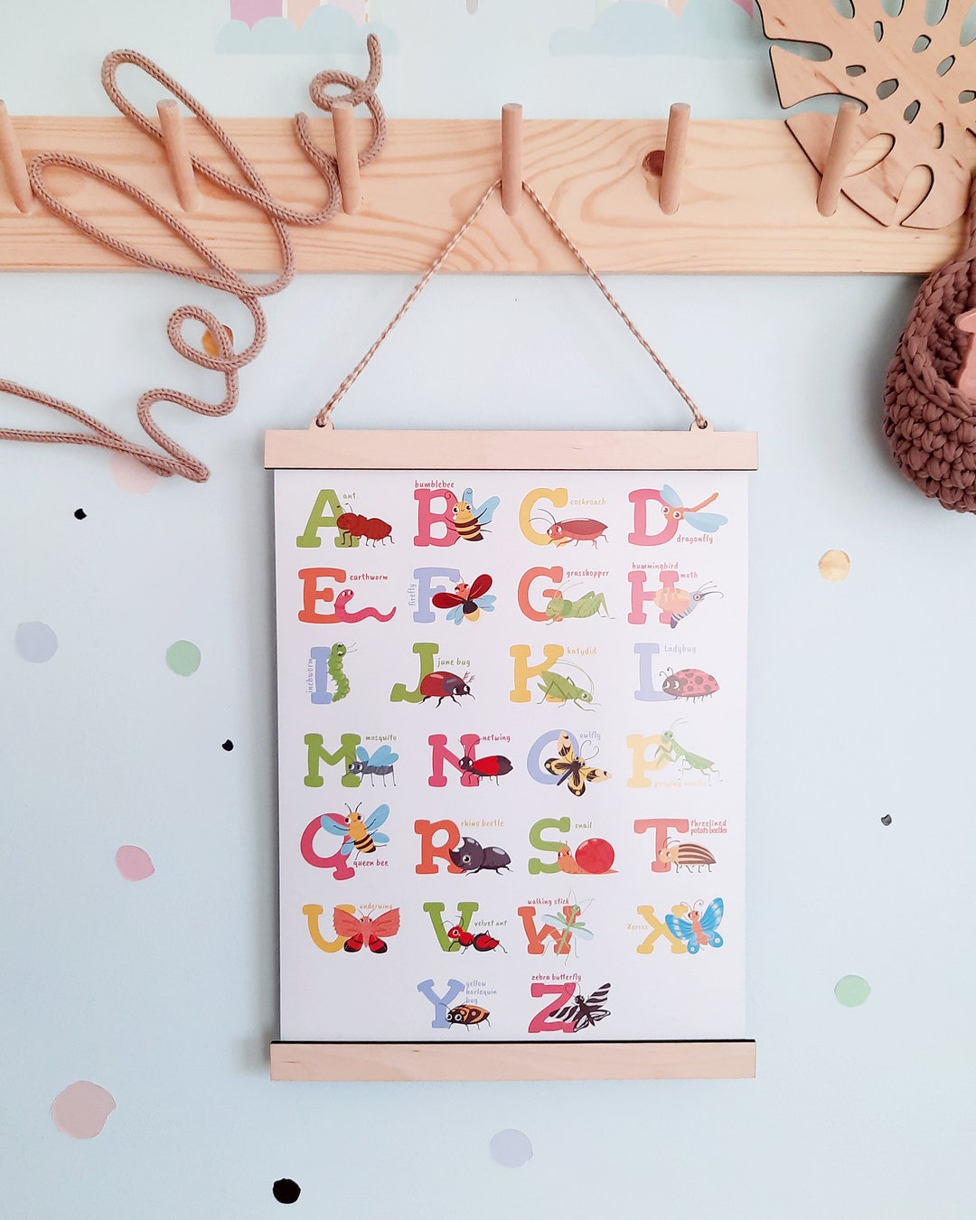 Insects Alphabet Poster: Kids Nursery Decor With Wood Frame - Etsy