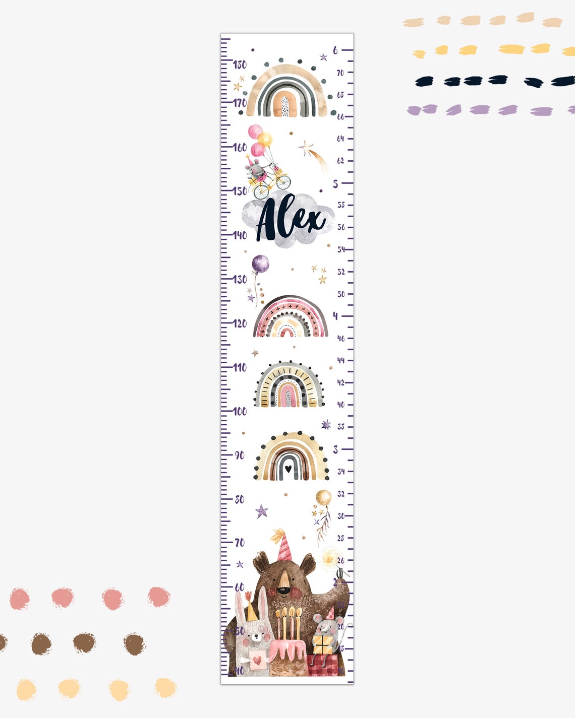 Rainbow Height Chart for Kids Growth Chart Ruler - Etsy