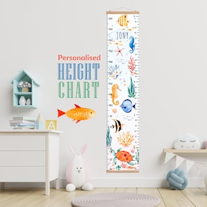 Ocean Growth Chart, Personalized Height Chart for Kids, Watercolor ...