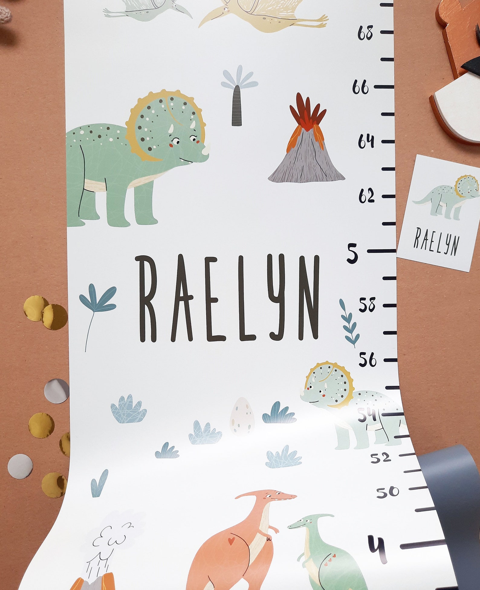 Dinosaur Growth Chart Dino Height Measurement Kids Ruler | Etsy