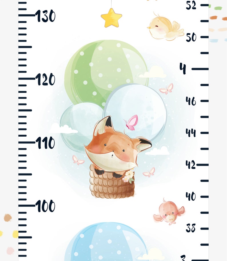 Height Chart Balloons Personalized Growth Chart Air Fox - Etsy