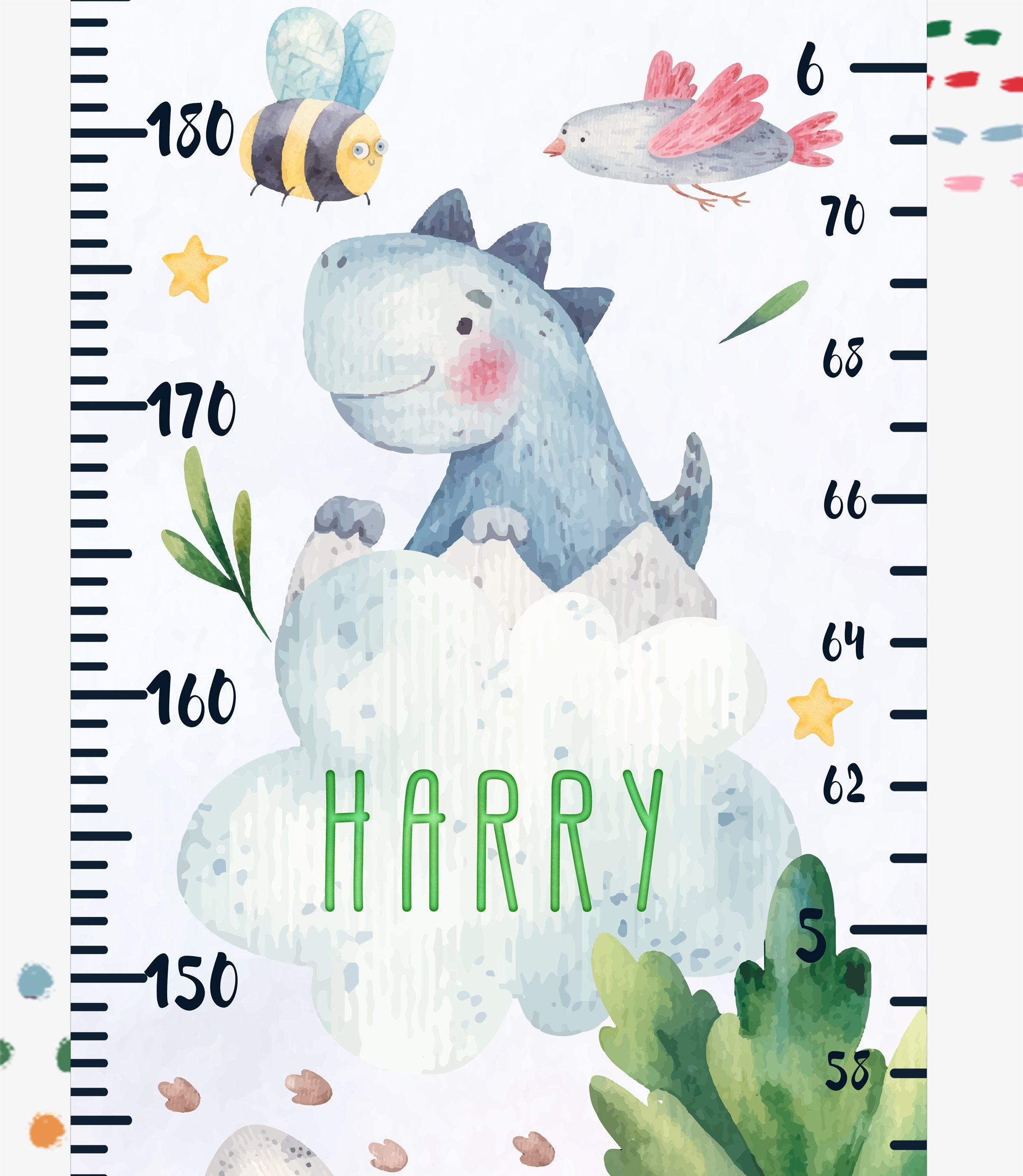Personalize Growth Chart Dinosaur Dino Height Measurement | Etsy
