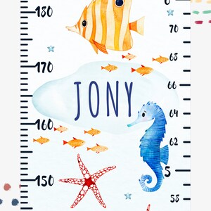 Ocean Growth Chart, Personalized Height Chart for Kids, Watercolor ...
