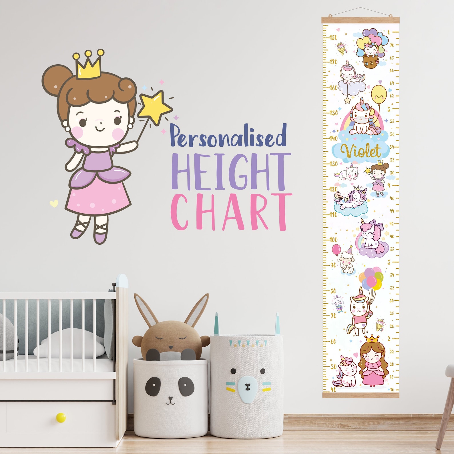 Personalized Growth Chart Girl Kawaii Height Chart Unicorn | Etsy