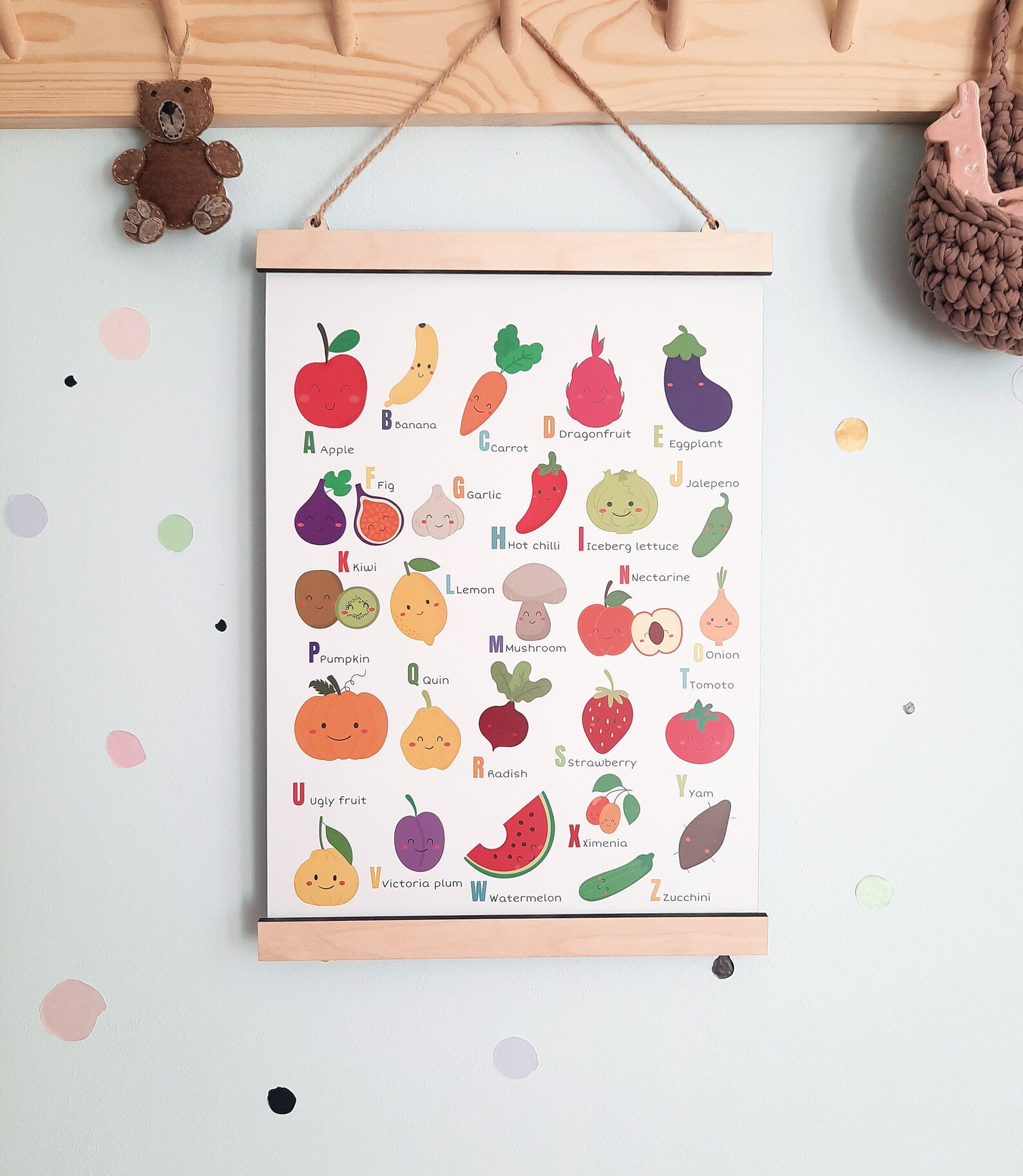 Vegetable Alphabet Poster ABC Wall Art Alphabet Print Nursery - Etsy