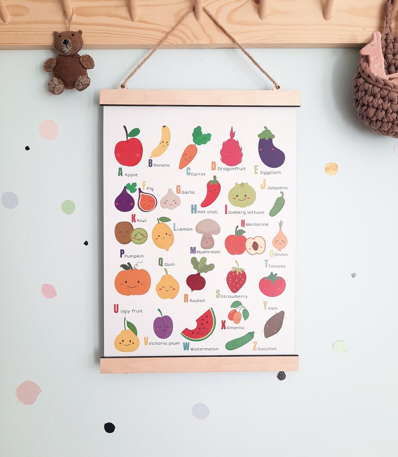 Vegetable Alphabet Poster ABC Wall Art Alphabet Print Nursery - Etsy