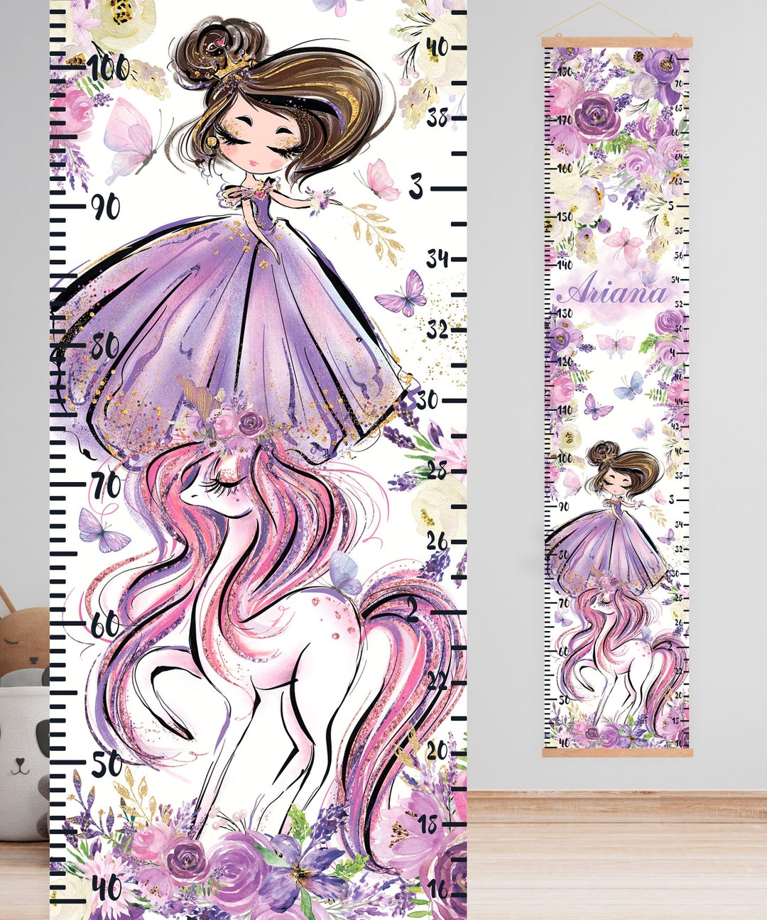 Personalized Growth Chart, Height Chart for Girls, Custom Gift, Room ...