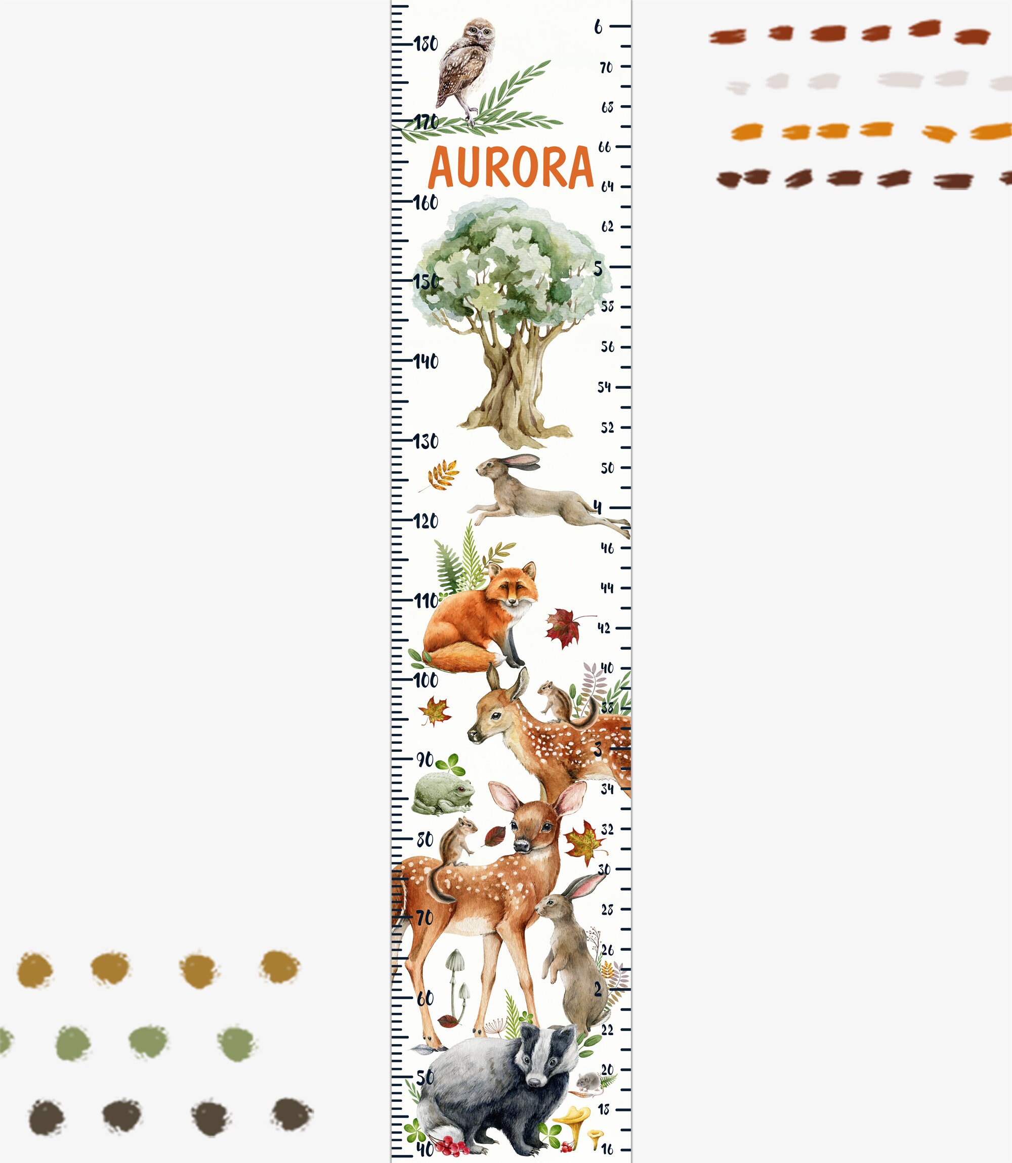 Woodland animals height chart Growth chart for kid Nursery | Etsy