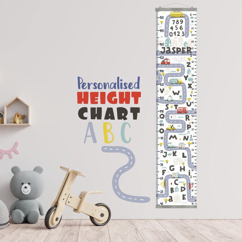 Height Chart for Boy Cars Growth Chart Ruler Alphabet Height - Etsy