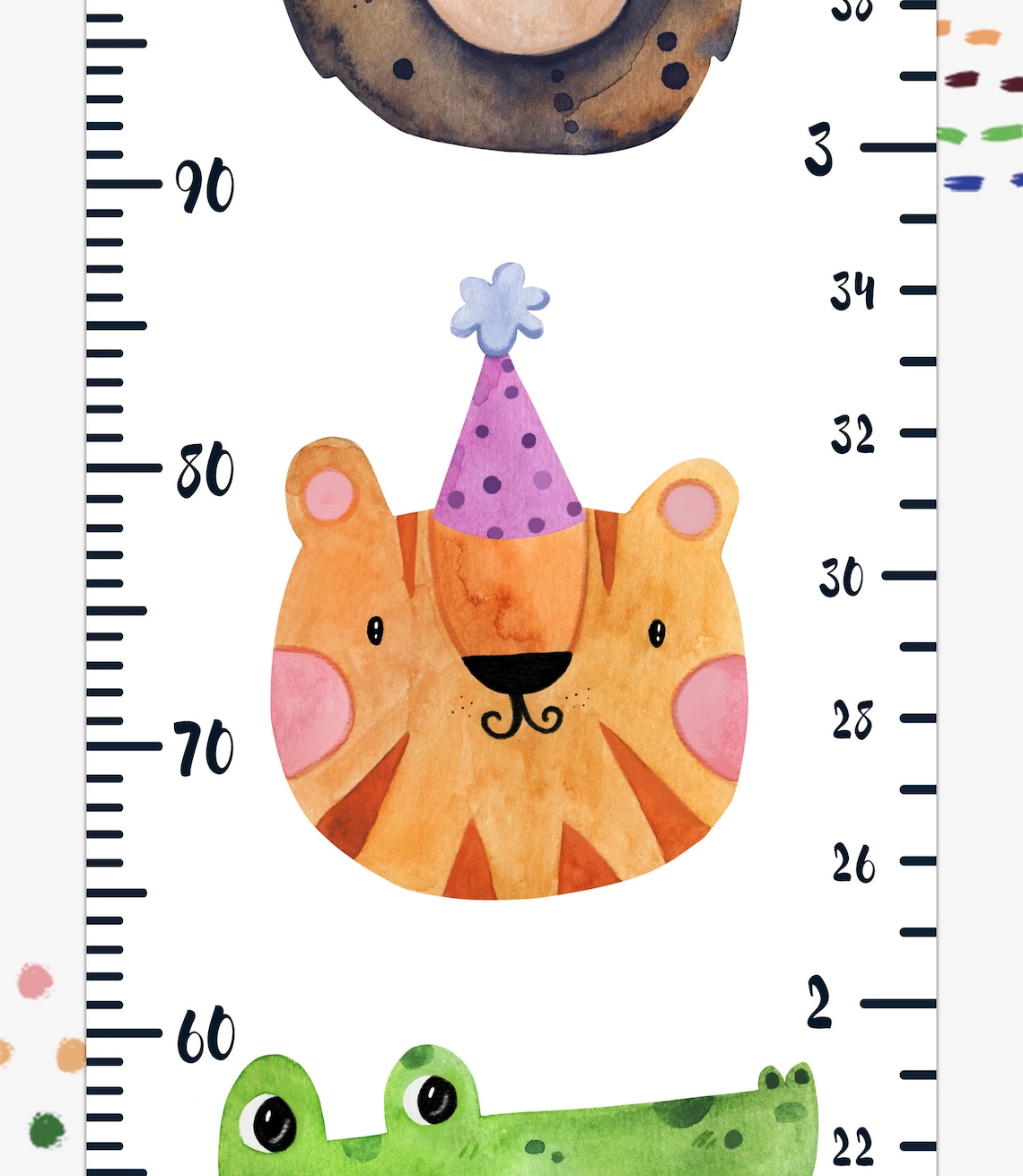 Growth chart animals Height chart for kids Watercolor nursery | Etsy
